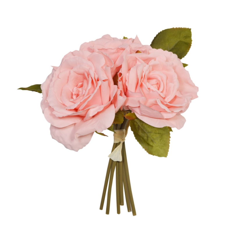 24CM MID CORAL OPEN ROSE X 3 POSY | sincerefloral