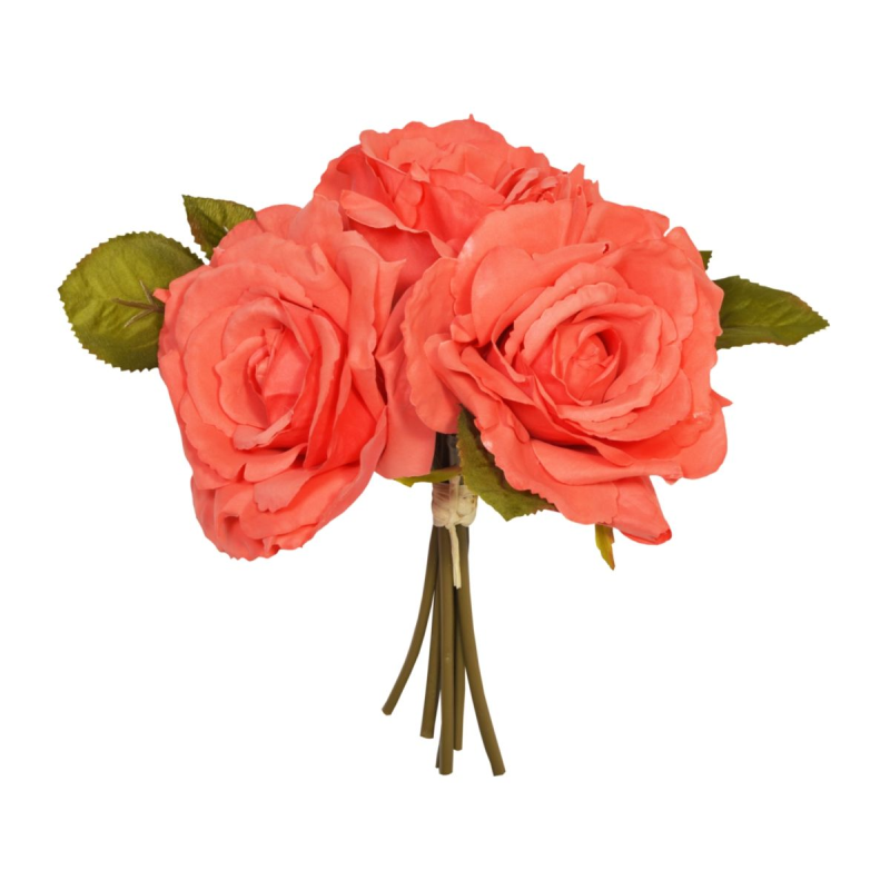 24CM CORAL OPEN ROSE X 3 POSY | sincerefloral