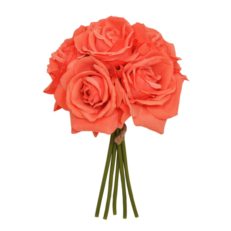 27CM CORAL OPEN ROSE X 5 POSY | sincerefloral