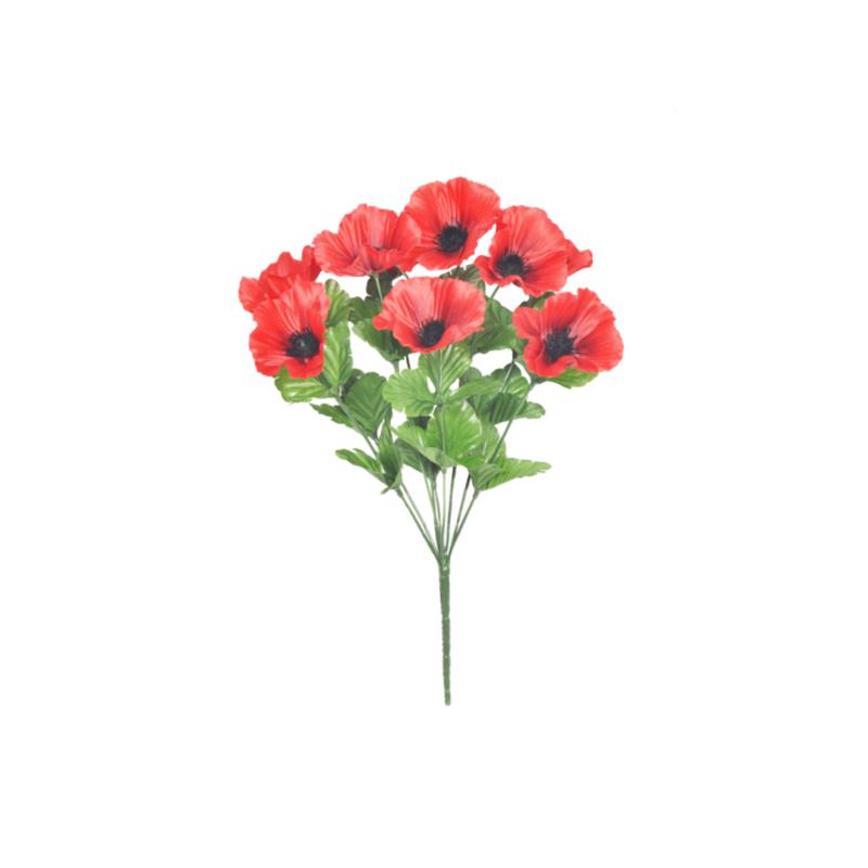 43CM RED POPPY X 9 BOUQUET | sincerefloral