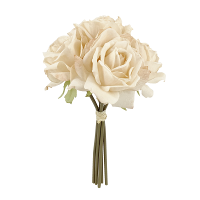 27Cm Cream Dried Look Open Rose X 5 Posy | sincerefloral